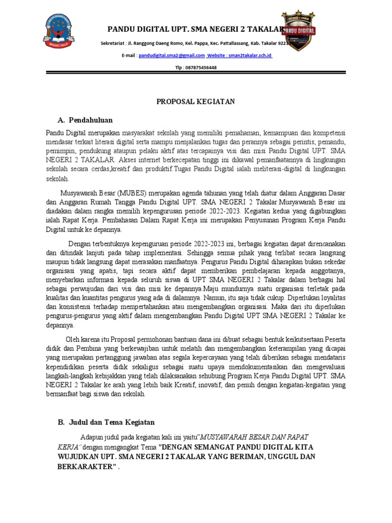 Proposal Mubes Rapat Kerja | PDF