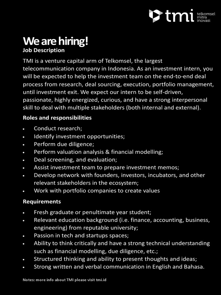 TMI Intern Job Post | PDF | Career & Growth