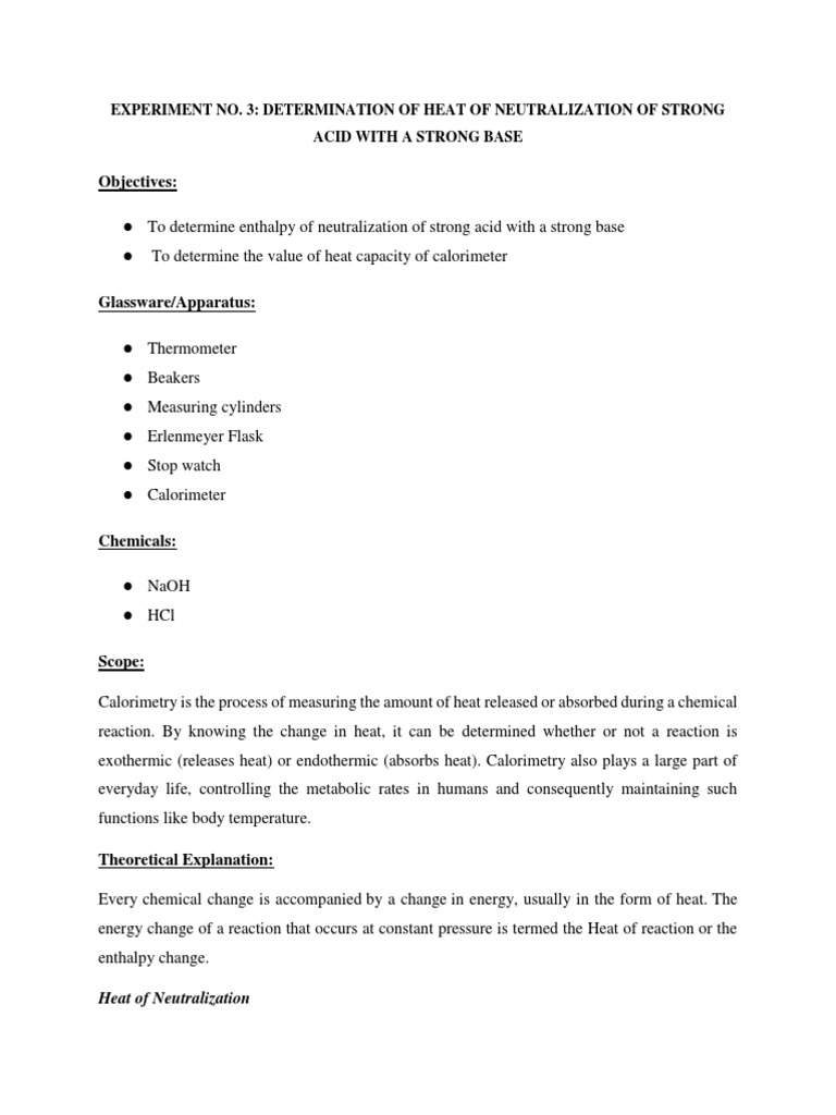 Heat of Neutralization | PDF | Heat | Heat Capacity