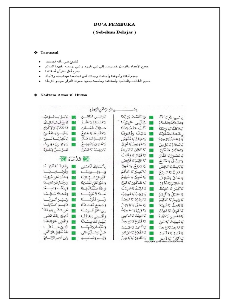 Doa Pembuka Dan Penutup | PDF