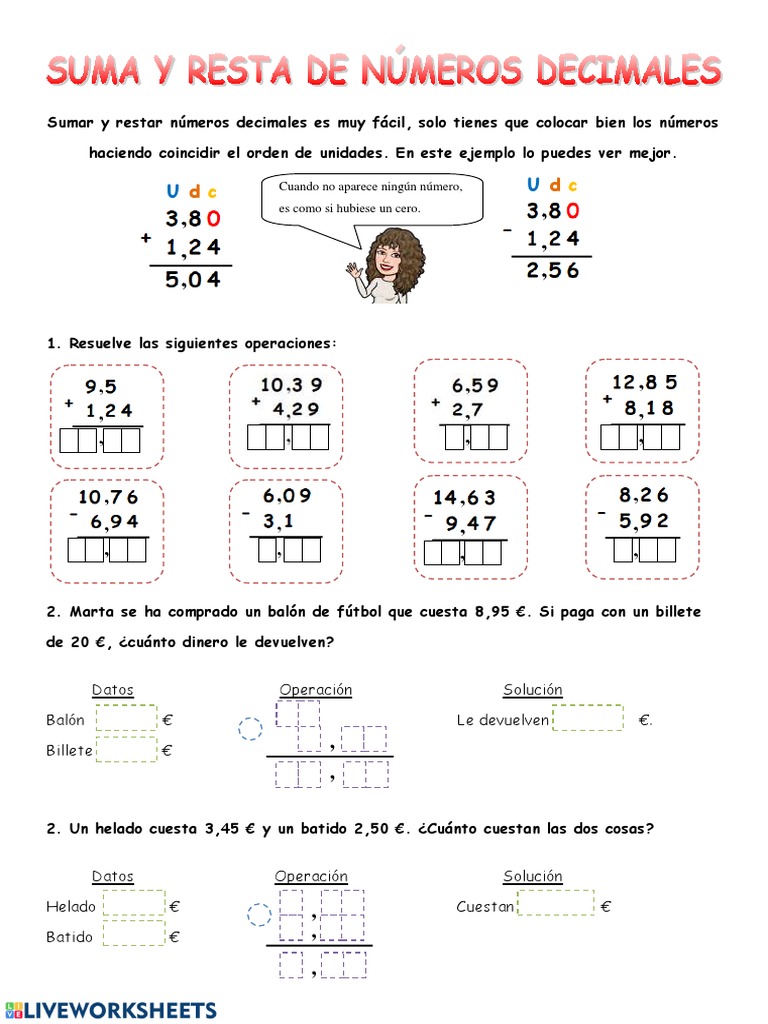 Sumas y Restas Decimales 2 | PDF