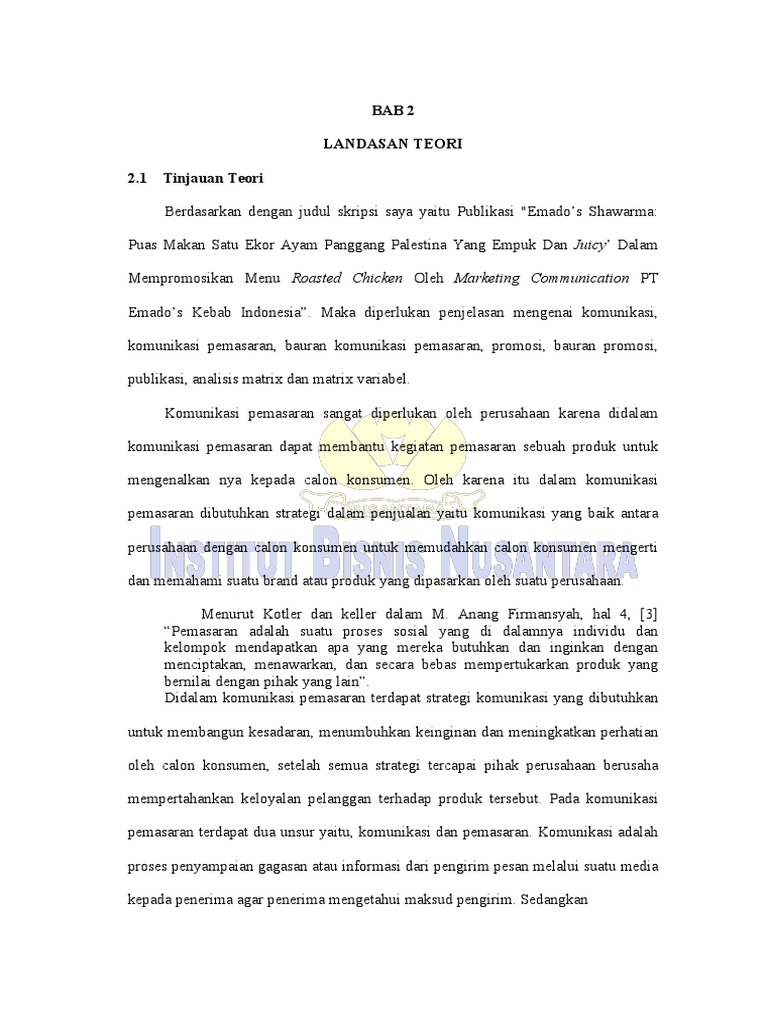 Contoh BAB 2 dan BAB 3 (Penelitian Kualitatif Bidang MarComm -Analisis ...