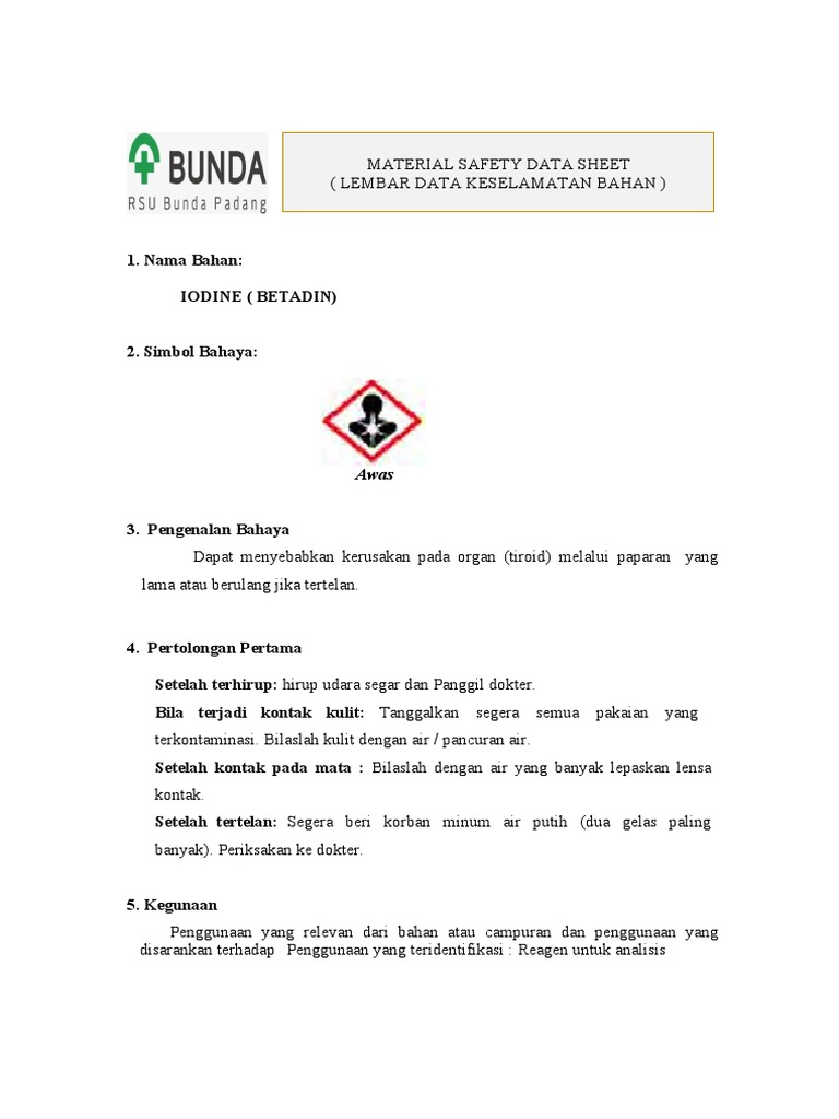 MSDS Iodine (Betadin) | PDF