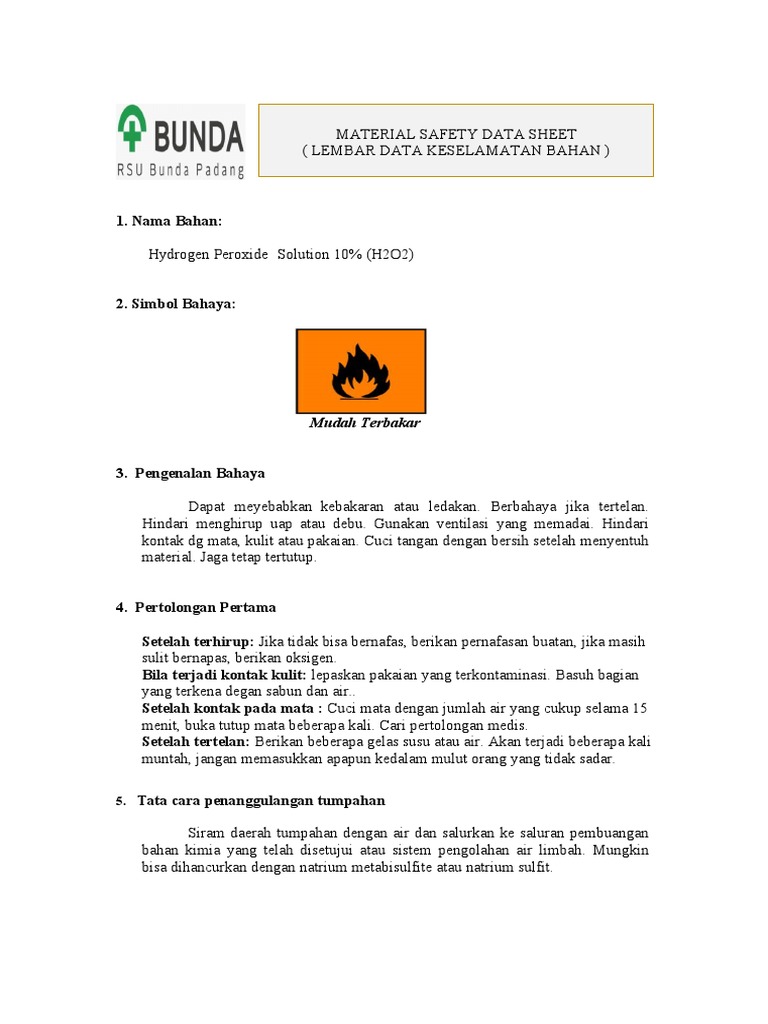 MSDS H2o2 | PDF