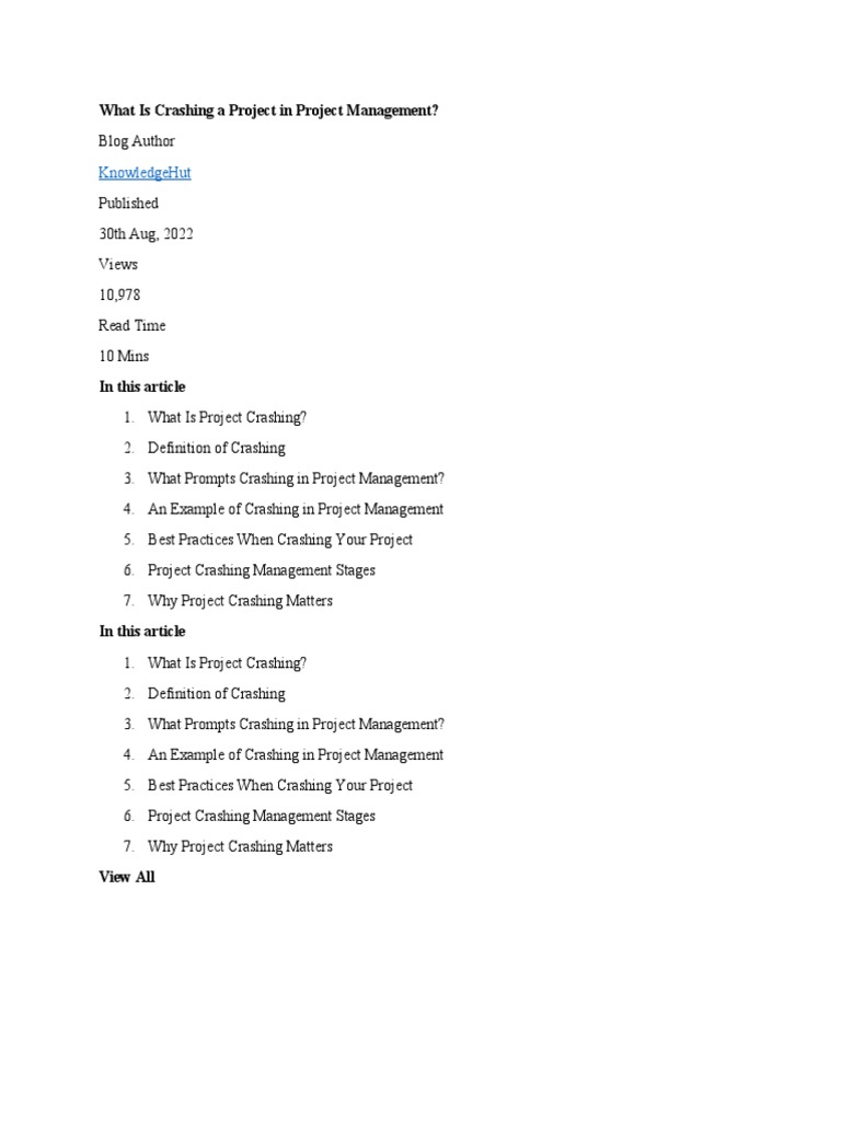 Crashing in Project Management | PDF | Project Management | Outsourcing