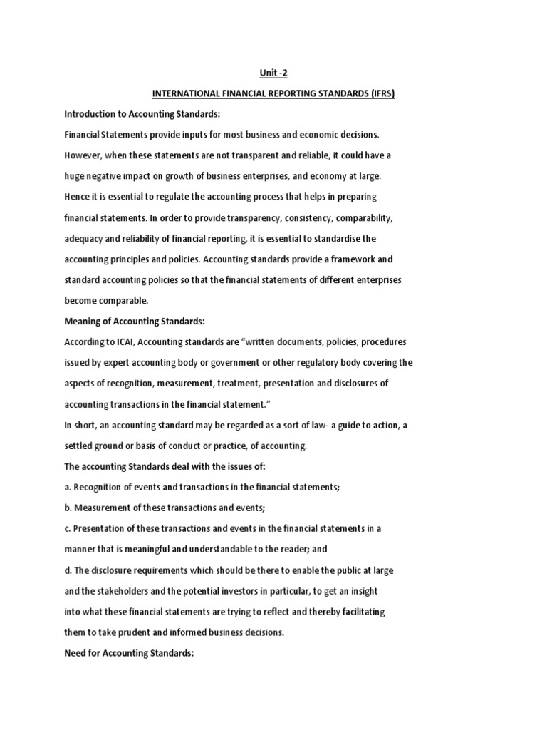Overview of IFRS and Accounting Standards | PDF | Debits And Credits ...