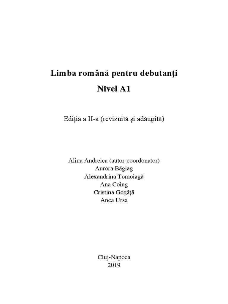 Limba Romana Semester 1 Year 1 Book | PDF