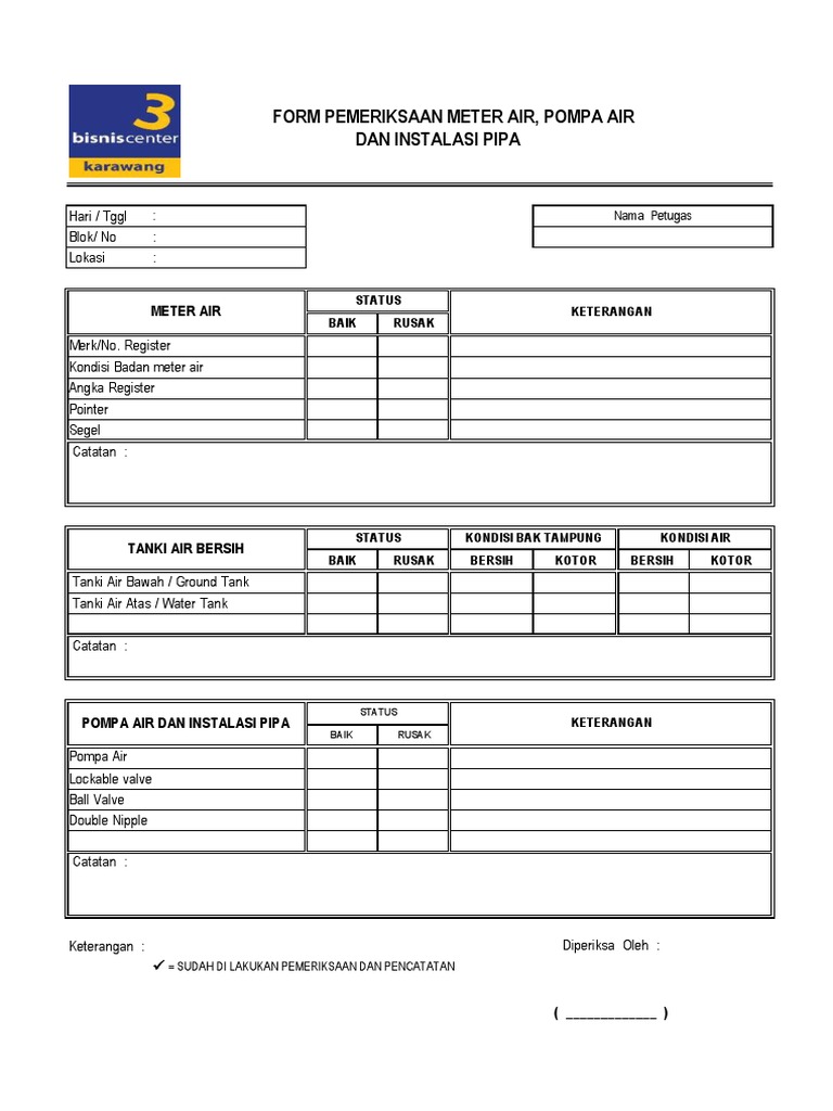 Form Water Meter | PDF | Teknologi & Rekayasa