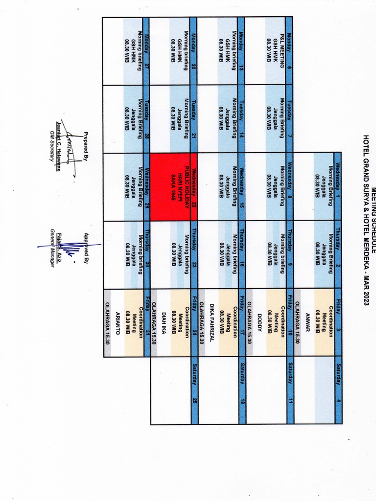Mod & Meeting Schedule Maret 2023 | PDF