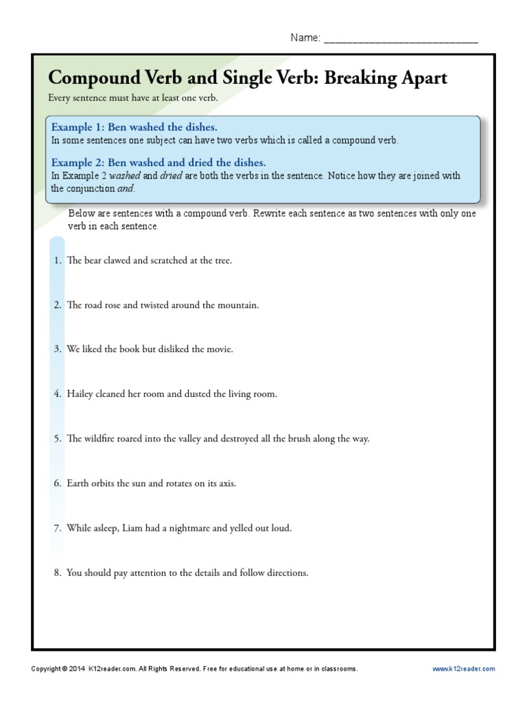 Compound Verb Single Verb Breaking Apart | PDF | Linguistics