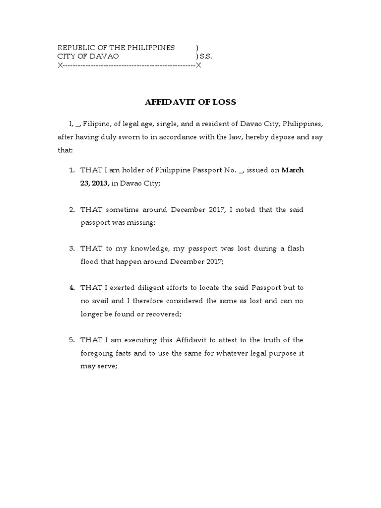 Affidavit of Loss - Dfa | PDF