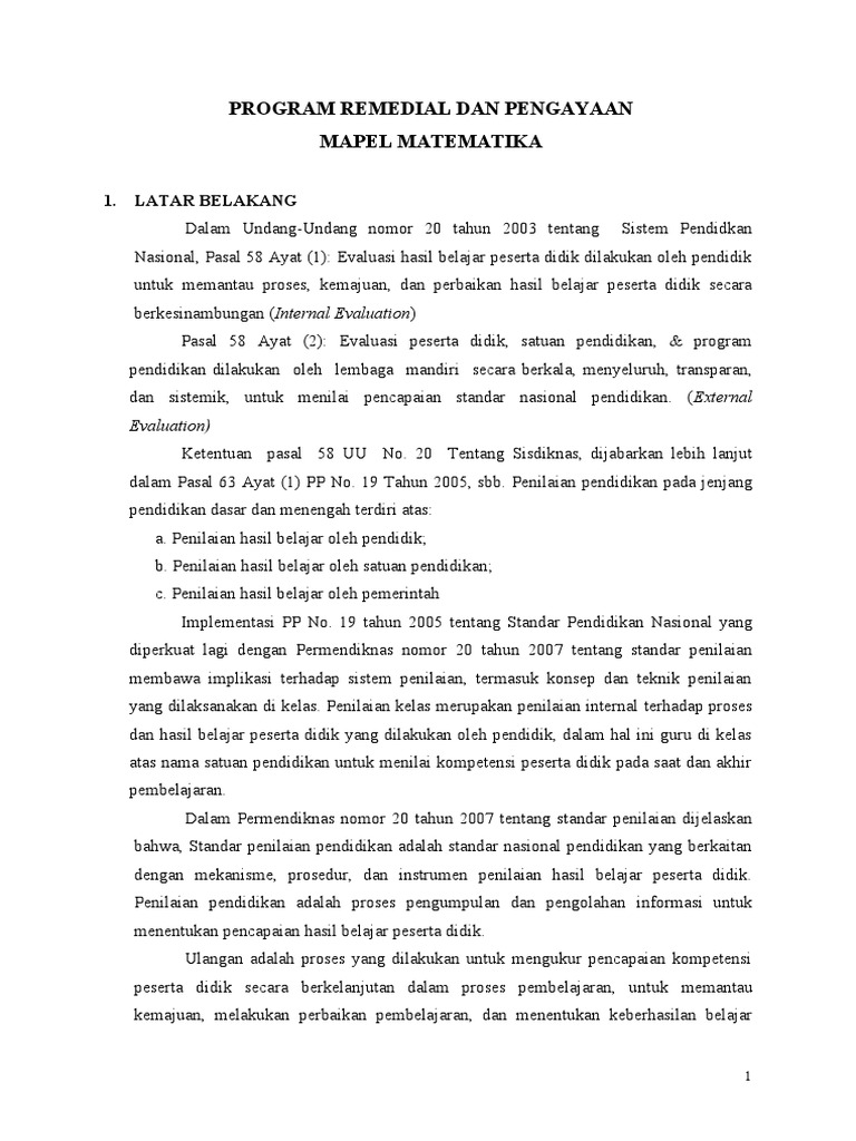 Program Remedial dan Pengayaan Mapel Matematika untuk Meningkatkan ...