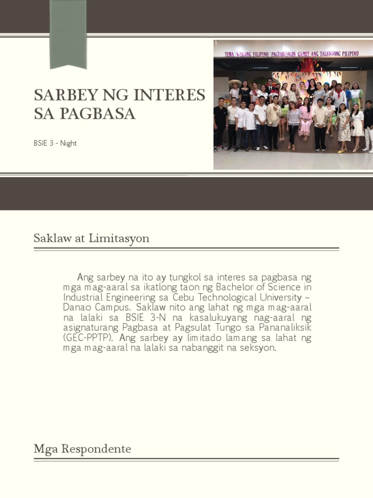 Sarbey NG Interes Sa Pagbasa | PDF