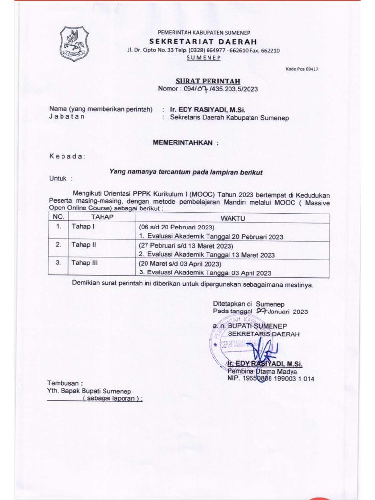 Surat Tugas Orientasi PPPK | PDF