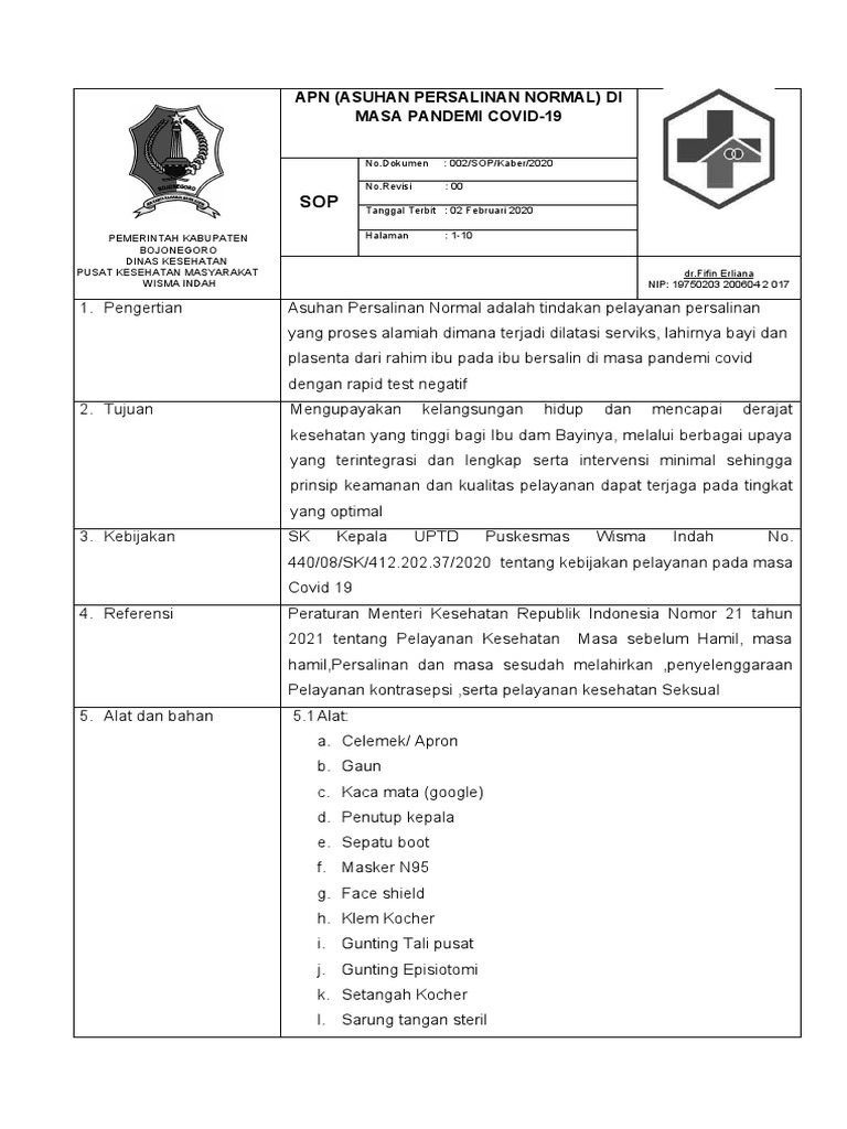 Sop Apn Dimasa Pandemi Covid-19 | PDF