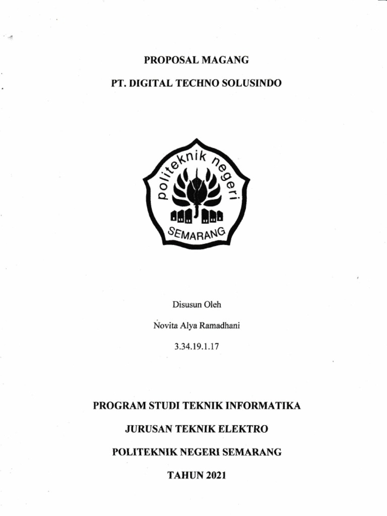 Proposal Magang di PT Digital Techno | PDF | Bisnis