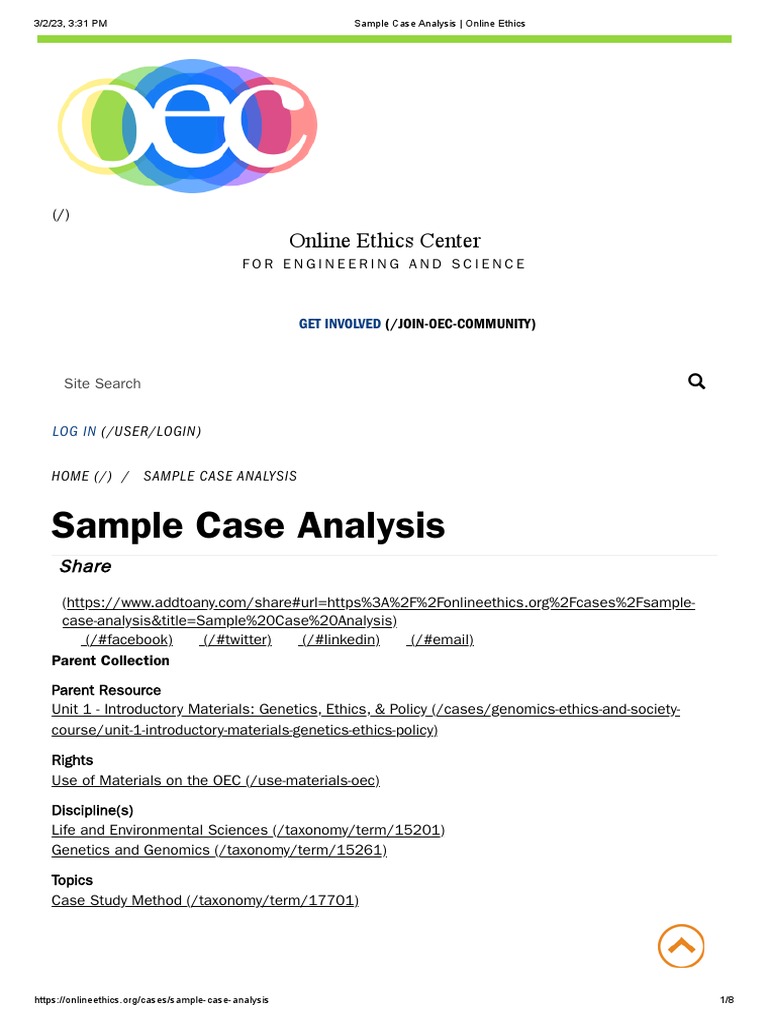 Sample Case Analysis - Online Ethics | PDF | Rights | Utilitarianism