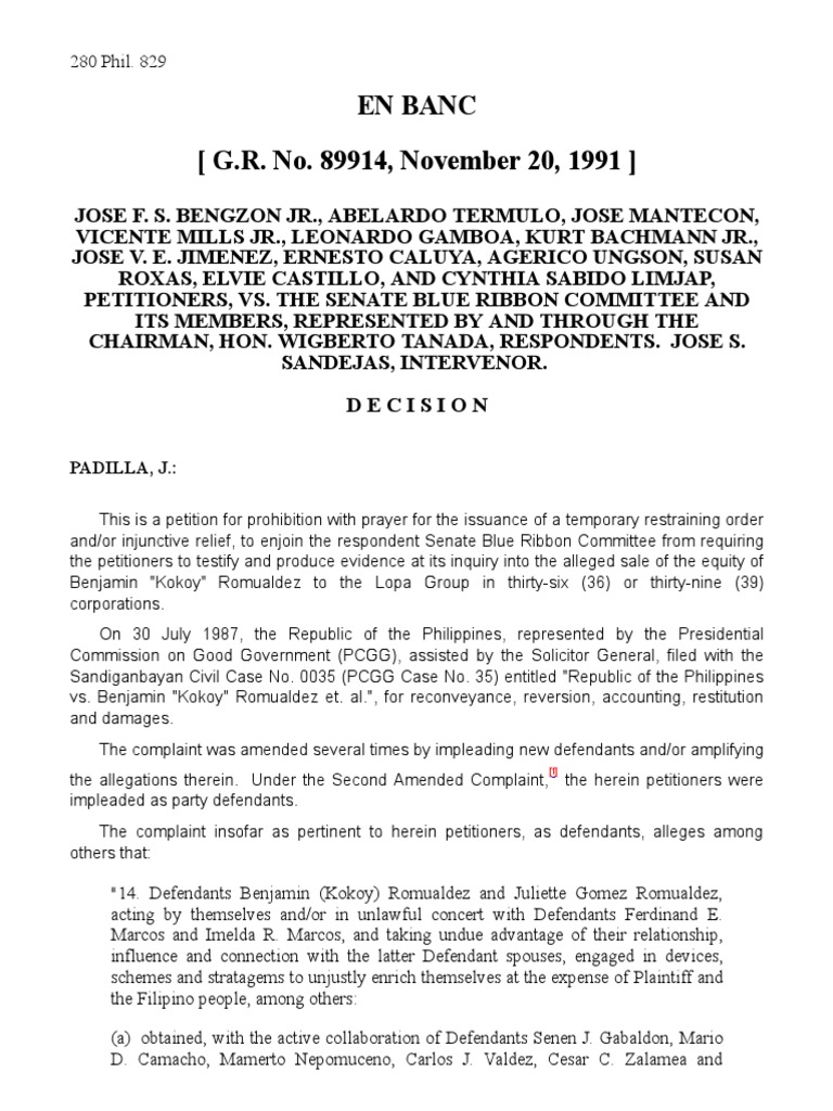 Bengzon vs. Senate Blue Ribbon Committee | PDF | United States Congress ...