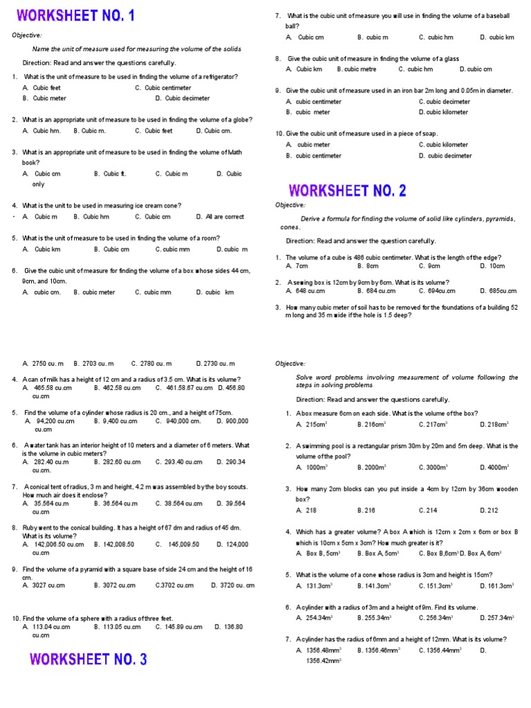 Worksheets in Mathematics 4th Grading | PDF