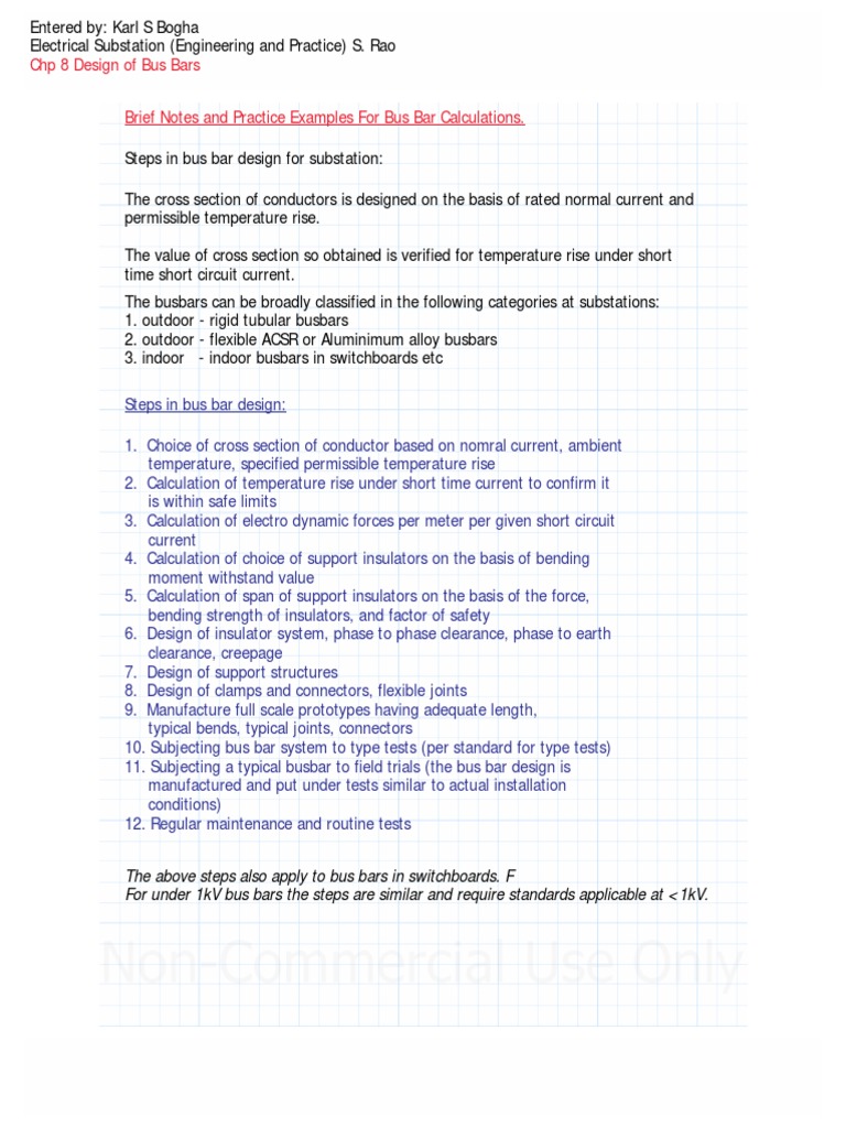 Bus Bar Sizing Calculation For Substatio | PDF | Electrical Conductor | Insulator (Electricity)
