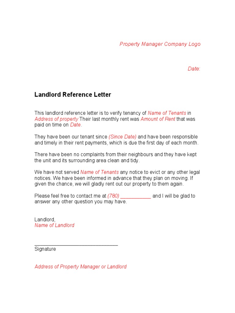 Landlord Recommendation Letter | PDF
