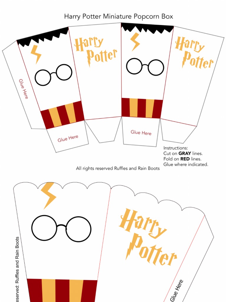 Harry Potter Popcorn Box Printable Set | PDF