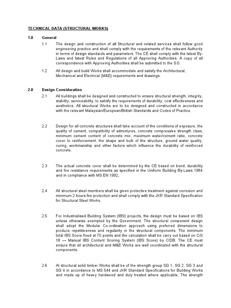TECHNICAL DATA FOR STRUCTURAL DESIGN | PDF | Concrete | Structural Steel