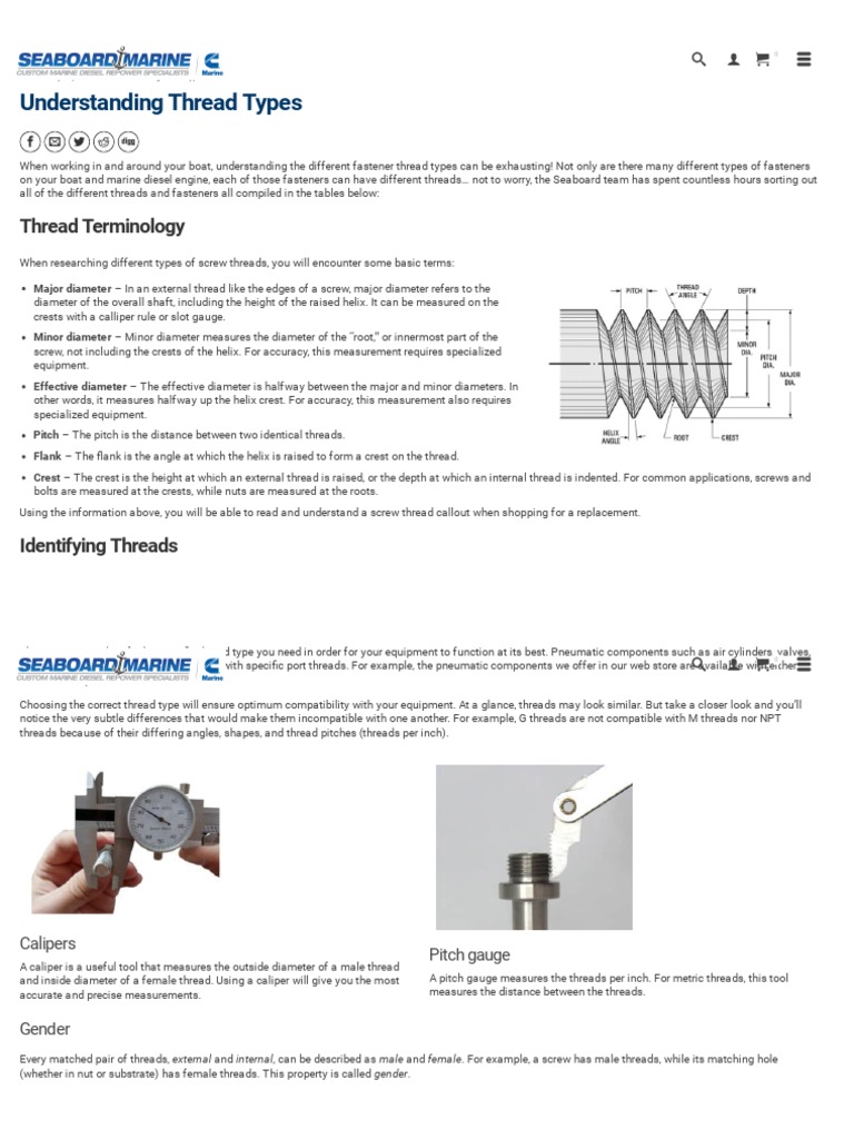 Understanding Thread Types - Seaboard Marine | PDF | Screw | Mechanical Engineering