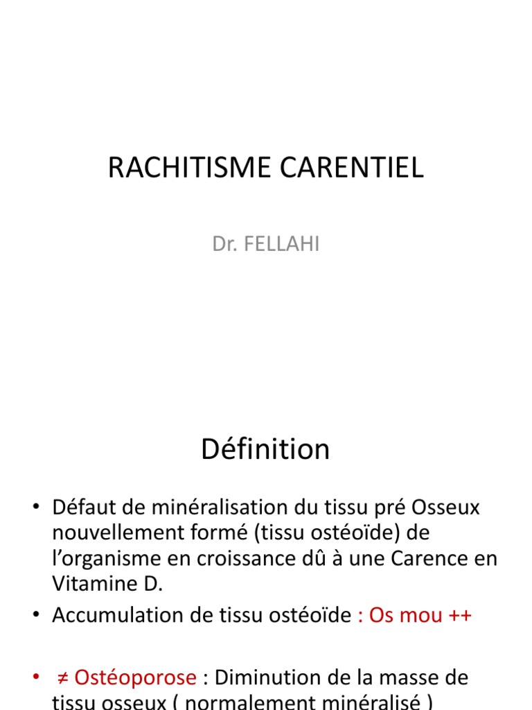 Rachitisme Carentiel : Définition et Traitement | PDF | Vitamine D | Os