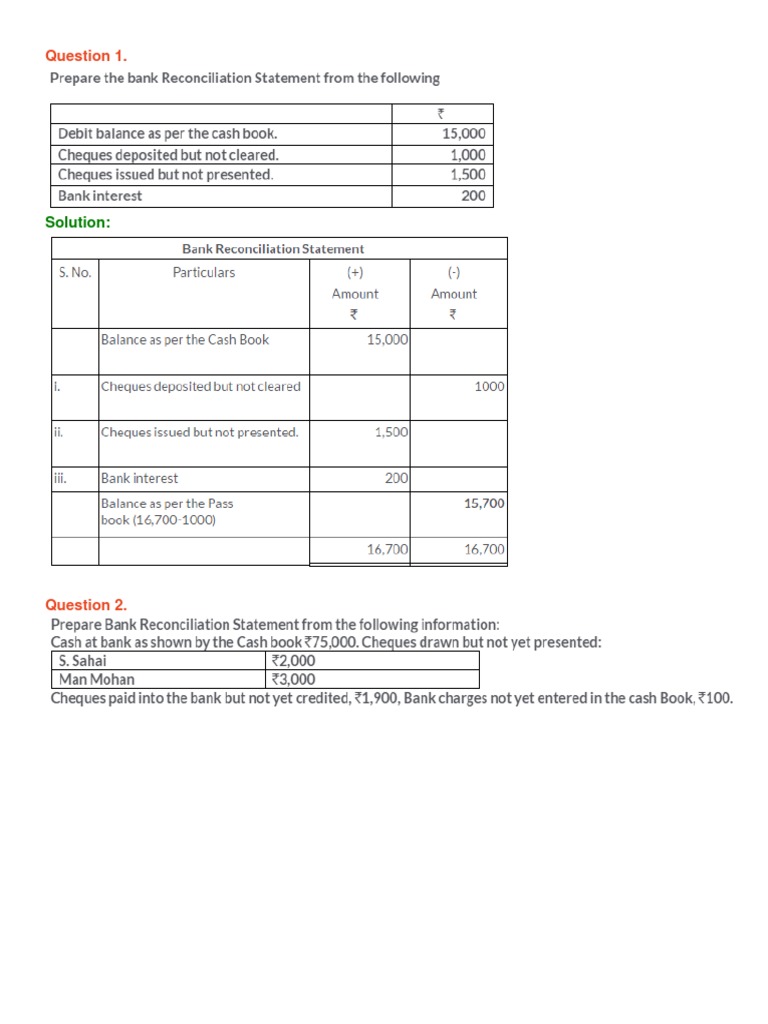 5.bank Reconcile Question and Answer | PDF | Cheque | Banks