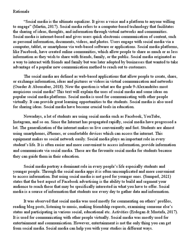 Rationale | PDF | Social Media | Popular Culture & Media Studies
