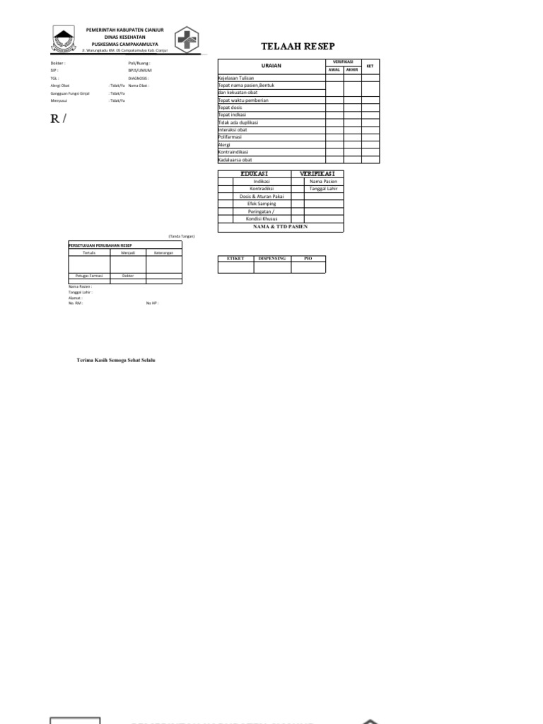 Form Resep Baru | PDF