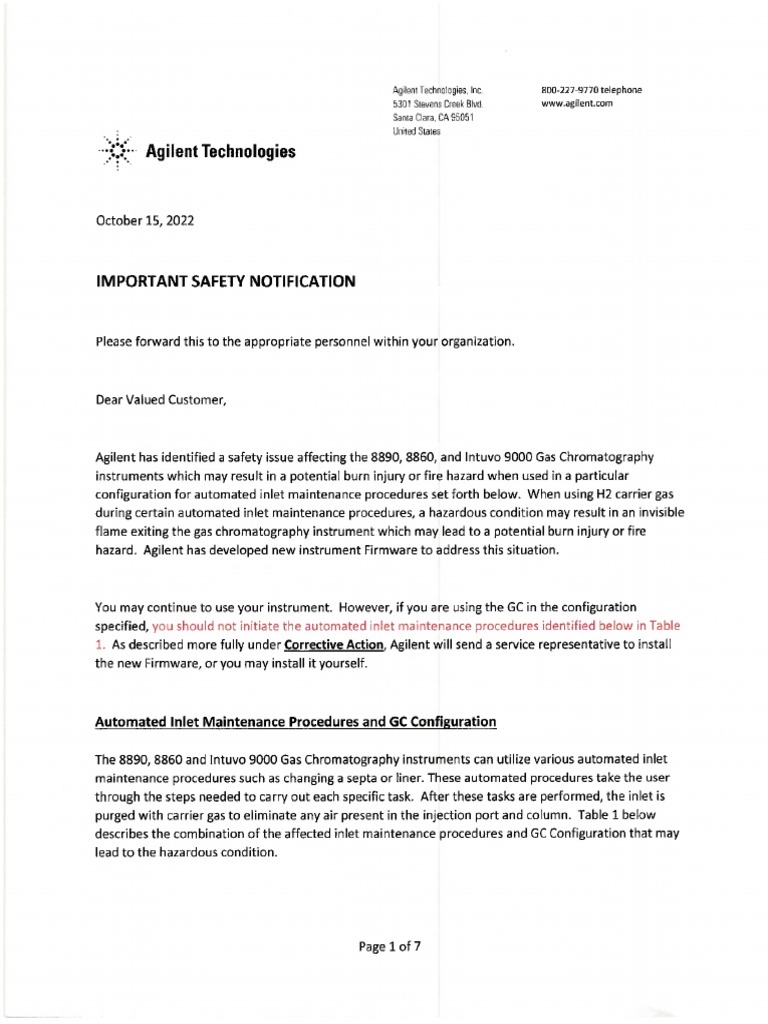 Agilent Important Safety Notice | PDF