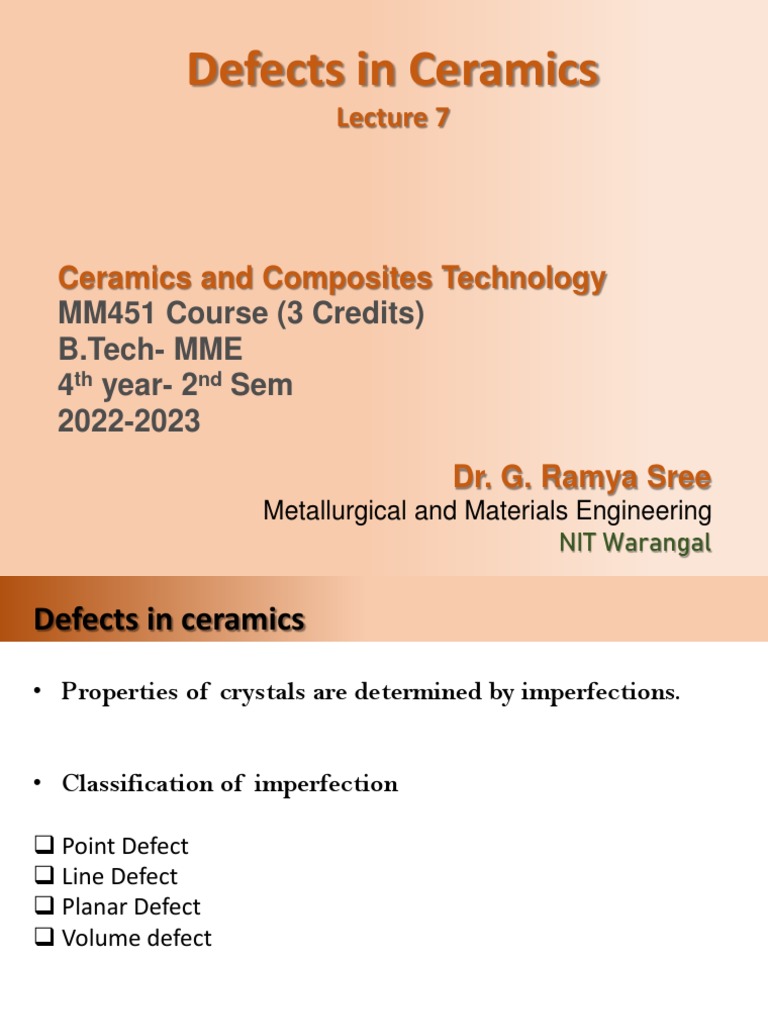 7 - B.tech IV CCT - Defects in Ceramics | PDF | Crystallography | Analytical Chemistry