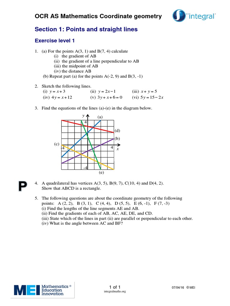 Coordinate Geometry Exercises and Solutions | PDF | Circle | Triangle