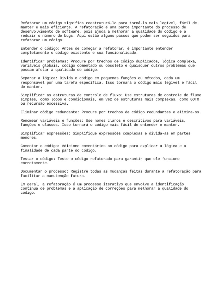 Como Refatorar Um Código Legado. | PDF