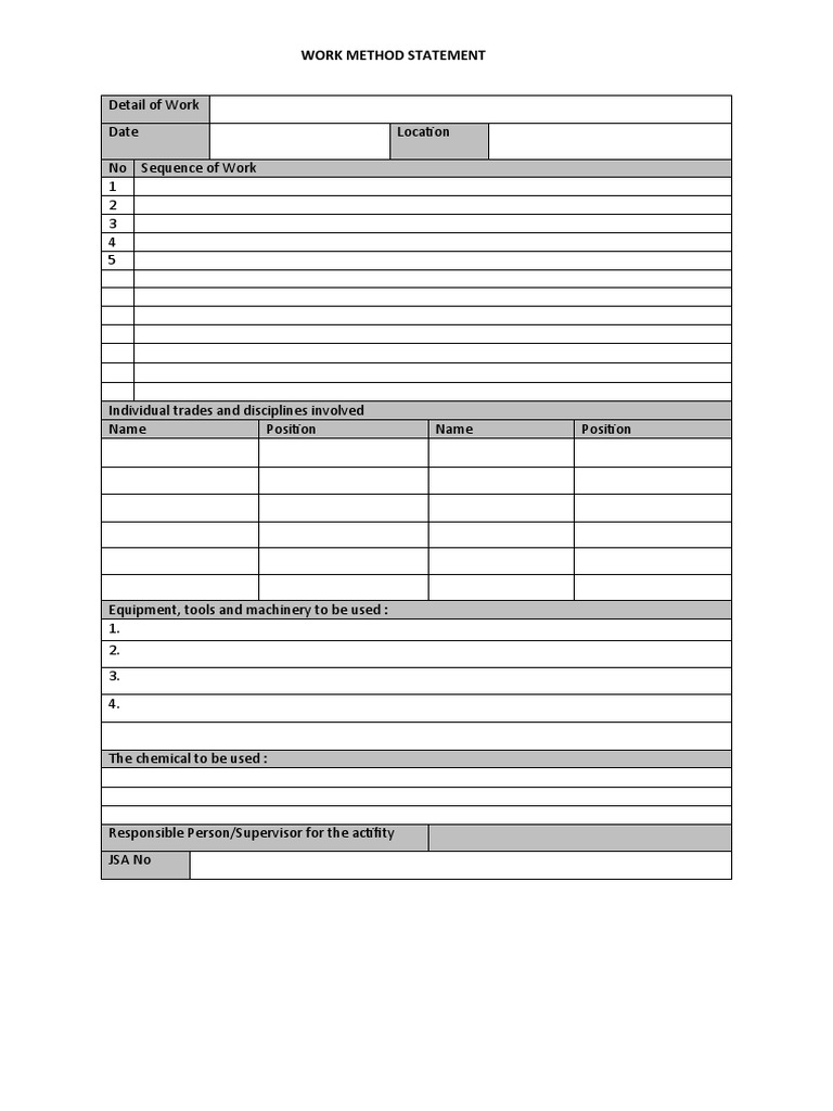 Work Method Statement | PDF