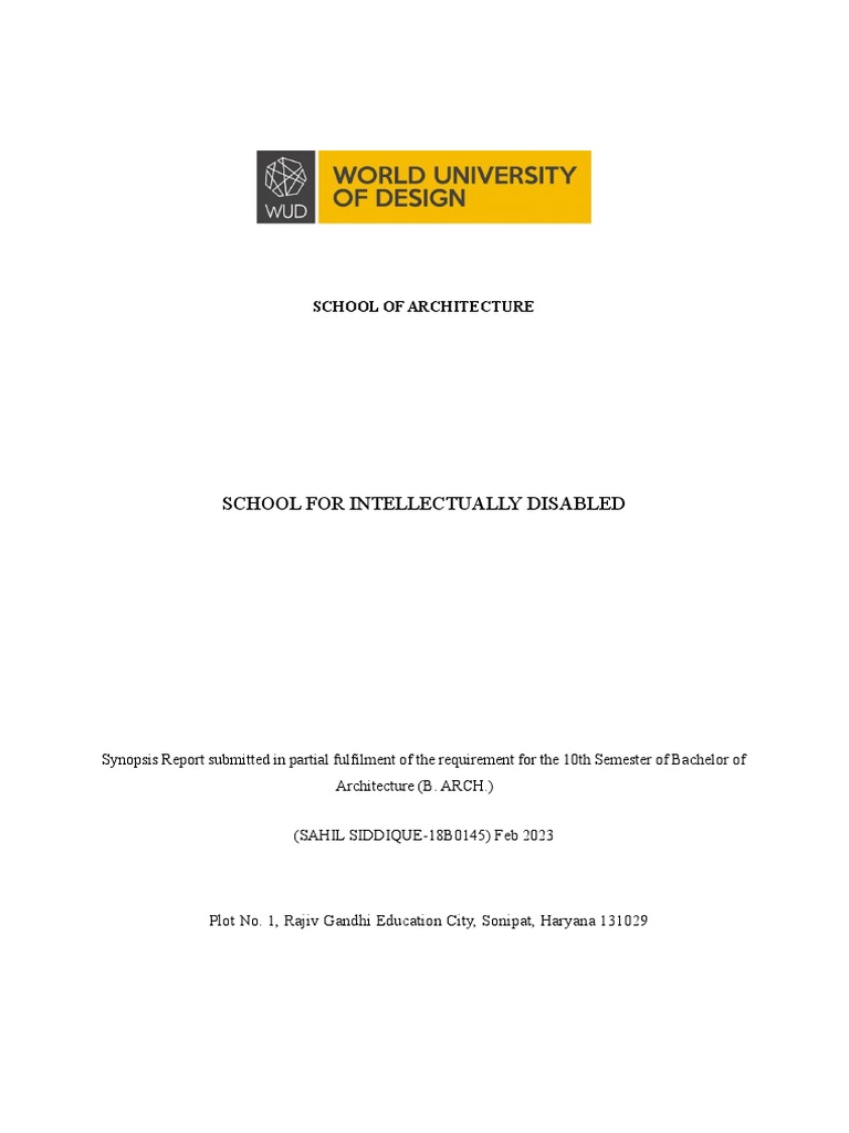 Synopsis School For Intellectually Disabled | PDF | Disability ...