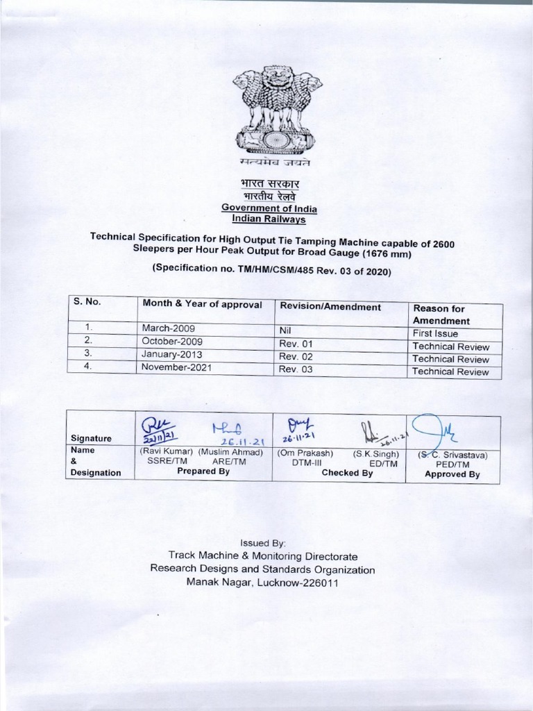 Continuous Action Tamping Machine (CSM) | PDF