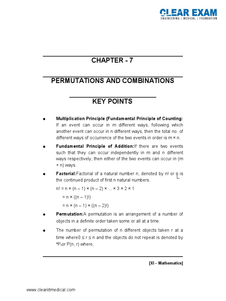 Permutation and Combinations | PDF | Permutation | Numbers Permutation and Combinations | PDF | Permutation | Numbers