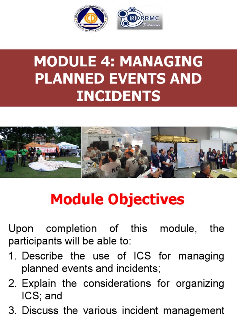 Module 4 - Managing Planned Events and Incidents | PDF | Incident Command System | Emergency ...