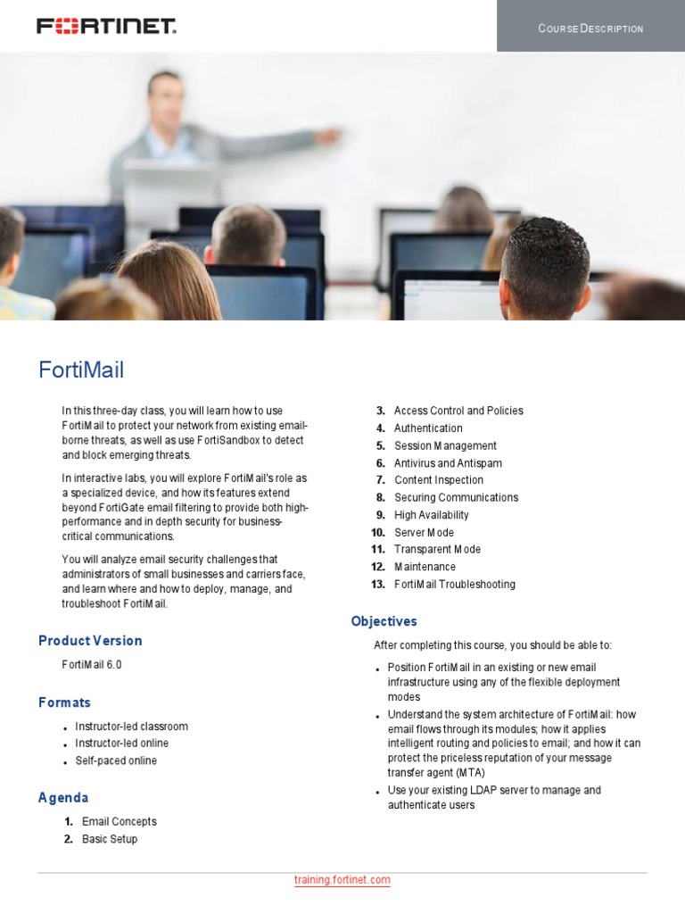 FortiMail 6.0 Course Description-Online | PDF | Computer Network | Transport Layer Security