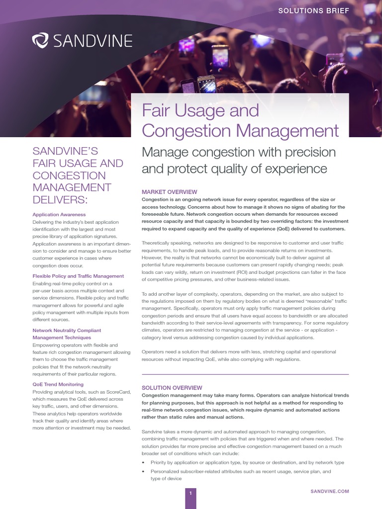 Sandvine - SB - Fair Usage Congestion Management AW 20190528 | PDF | Computer Network | Network ...