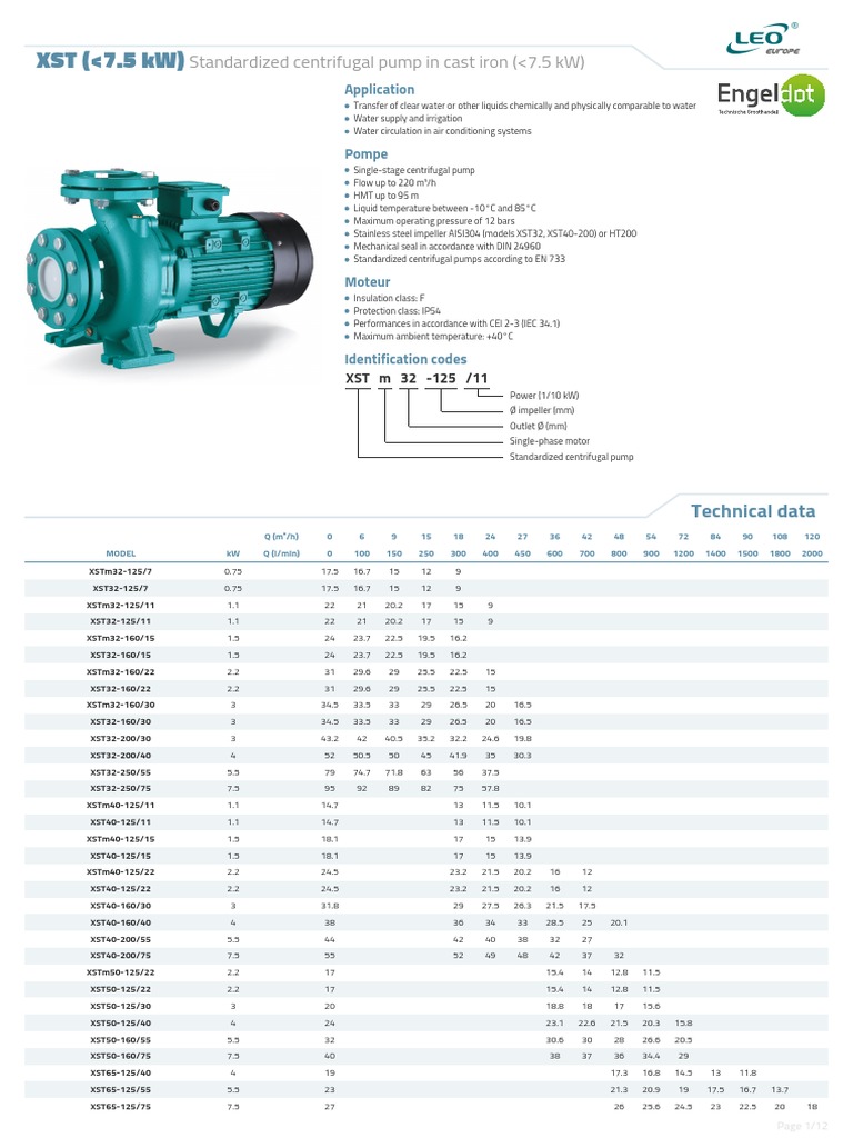 LEO XST Datasheet | PDF | Pump | Materials