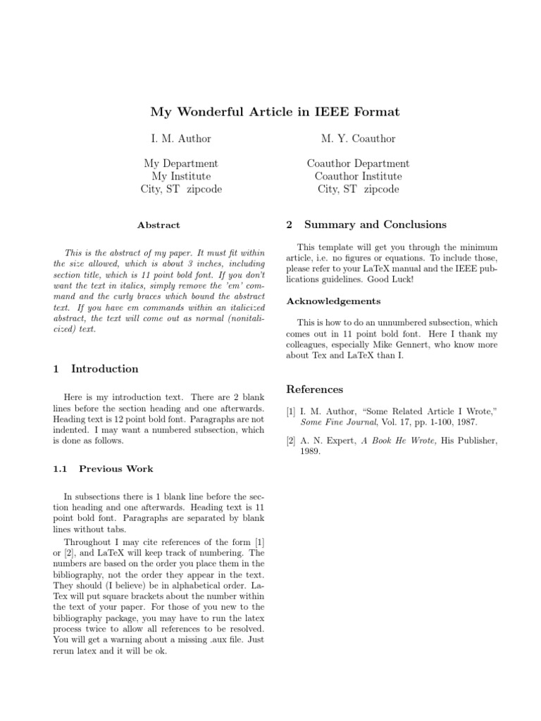 IEEE Article Formatting Guide | PDF | Publishing | Graphic Design