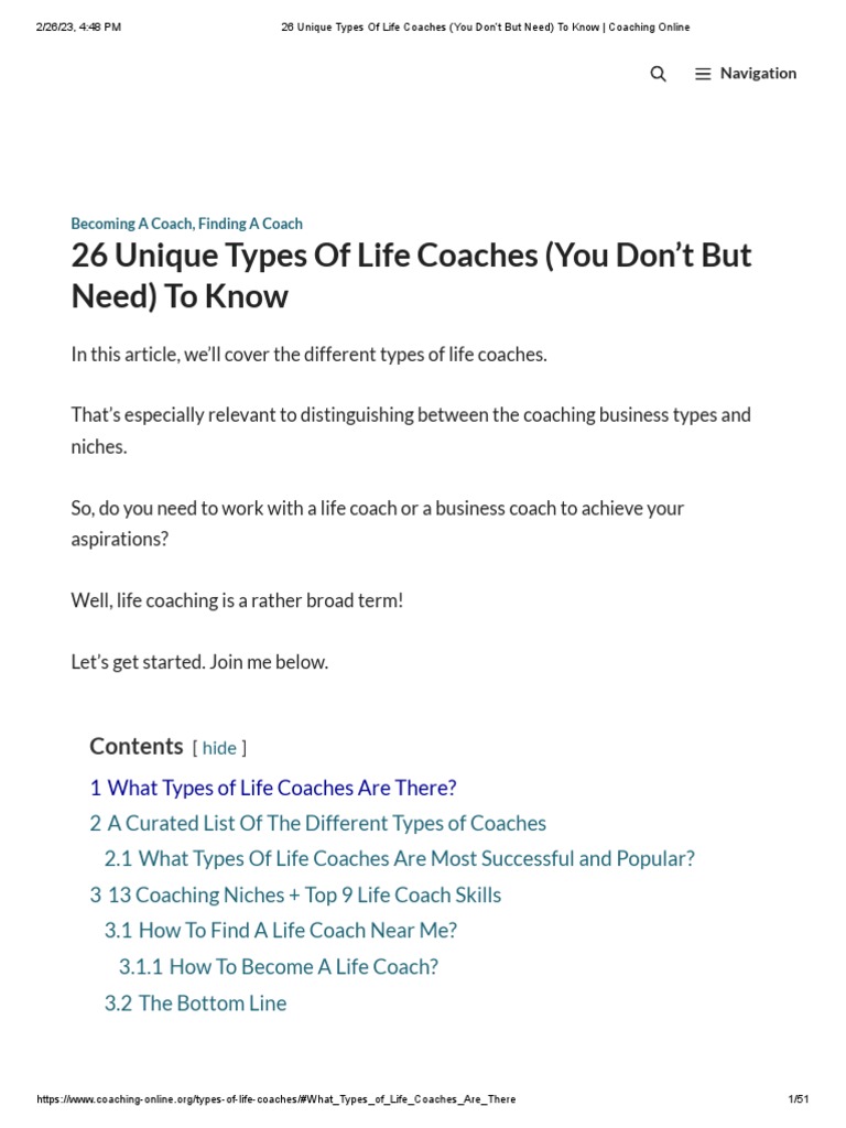 26 Unique Types of Life Coaches (You Don't But Need) To Know - Coaching ...