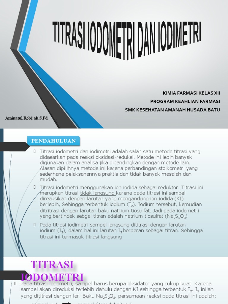 Iodo-Iodimetri Dengan Praktik | PDF