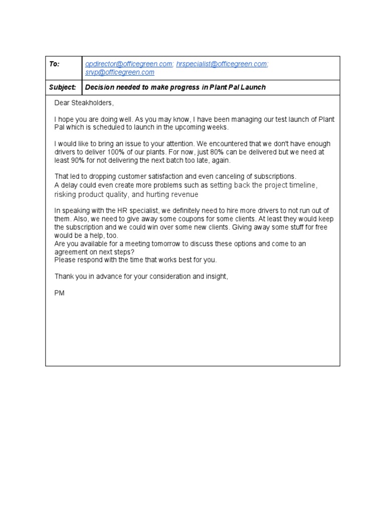 Activity Template - Escalation Email | PDF