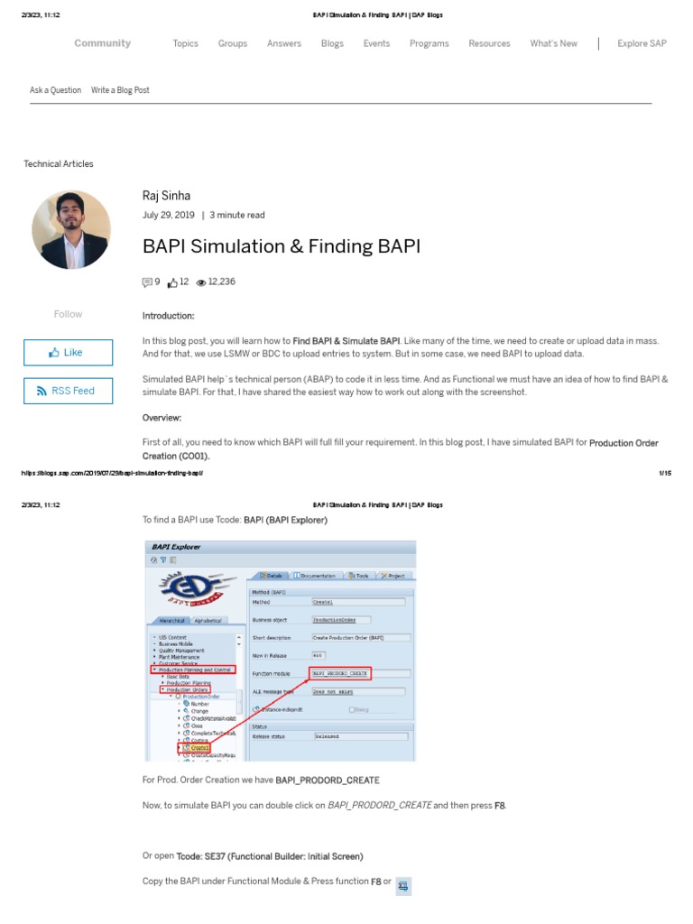 SAP BAPI Simulation & Finding BAPI | PDF | Software Development | Computing