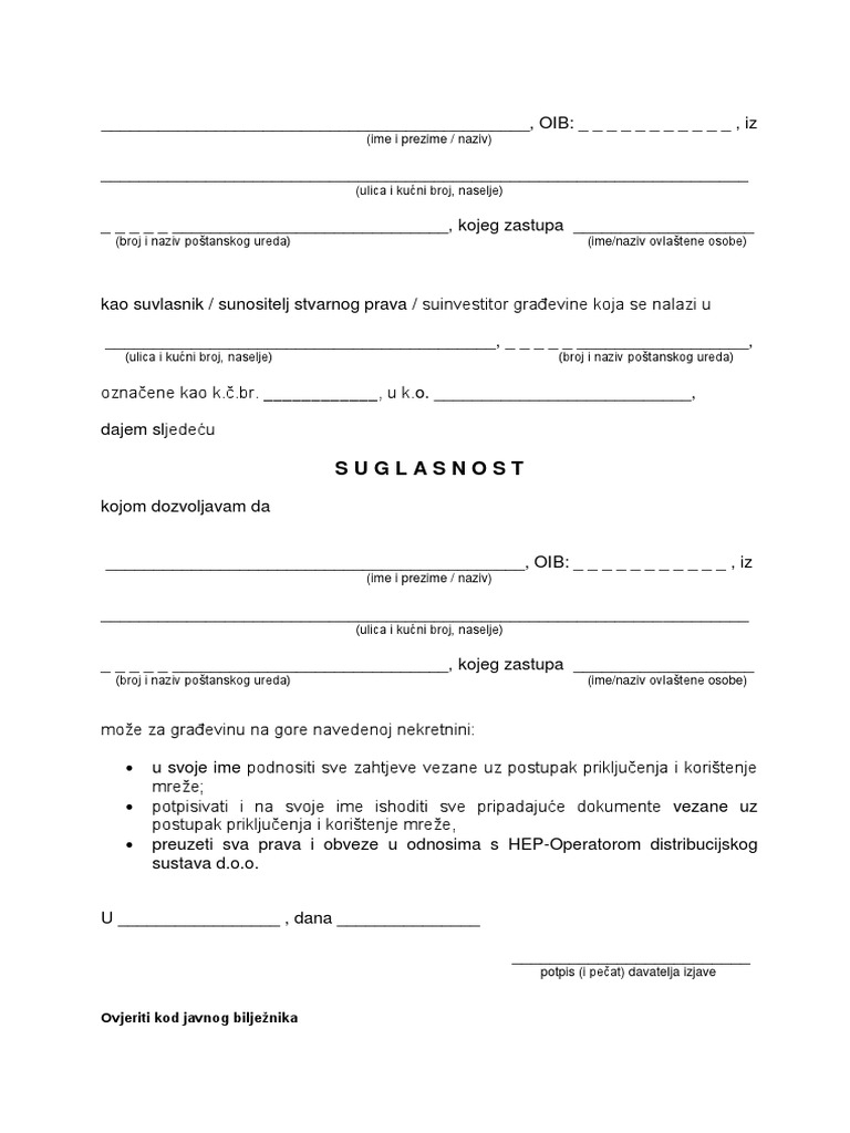 Suglasnost Suvlasnika | PDF